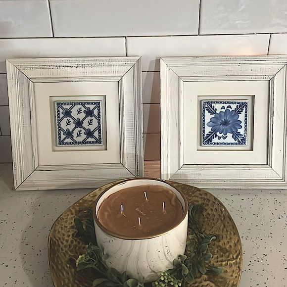 Target | Wall Decor | Delft Wall Art Pair Distressed Wht Wood Frames ...